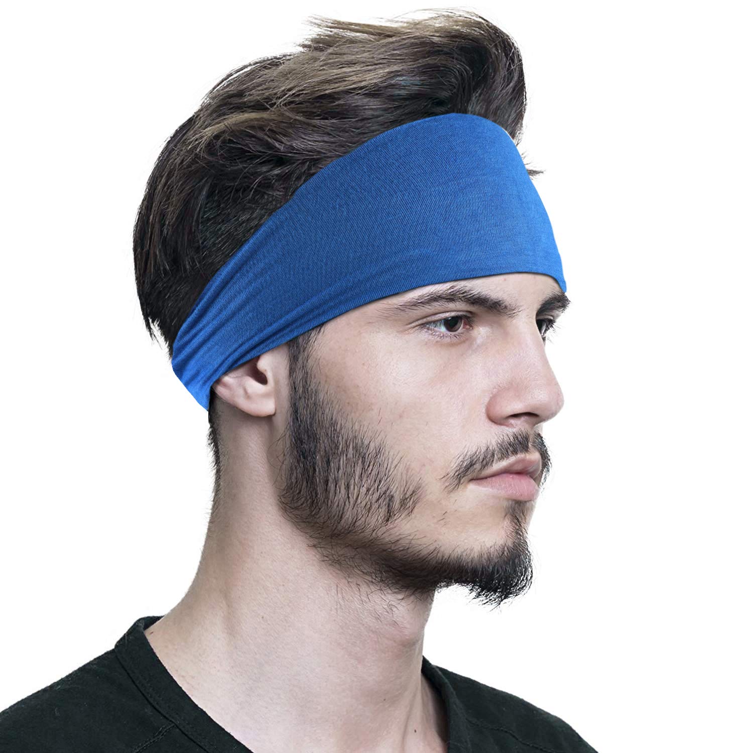 6 Pack Sports Headbands for Men, OFFTESTY Lightweight Mens Hairband Stretchy Moisture Wicking Workout Sweatbands