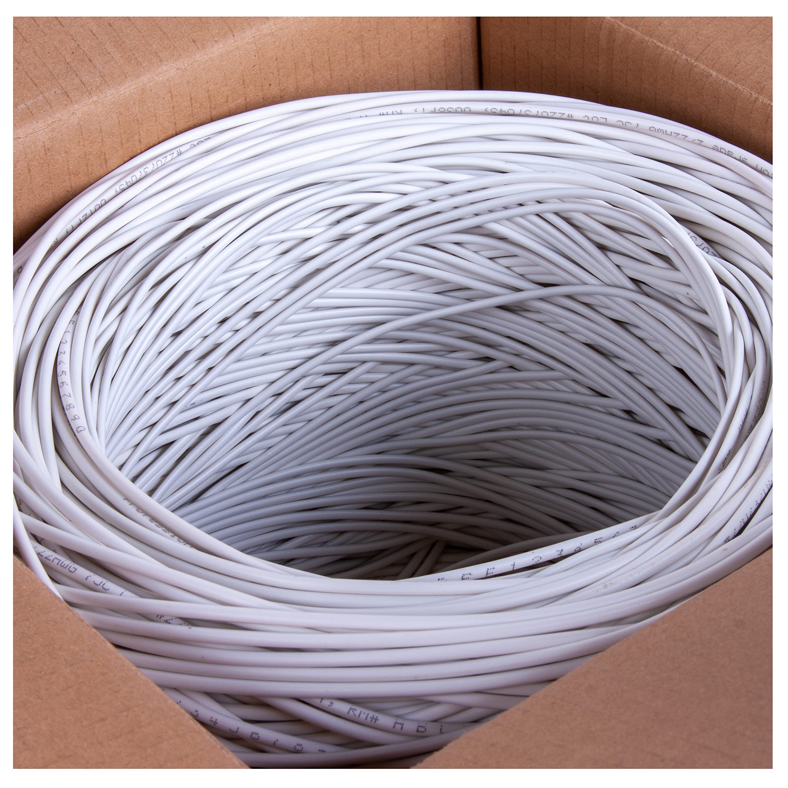FiveStarCable 22-2 1000 Ft. Alarm Wire 22AWG 2 Conductors 22/2 22-2 Security Cable Alarm Bulk Cable for Efficient Power and Signal Transmission White