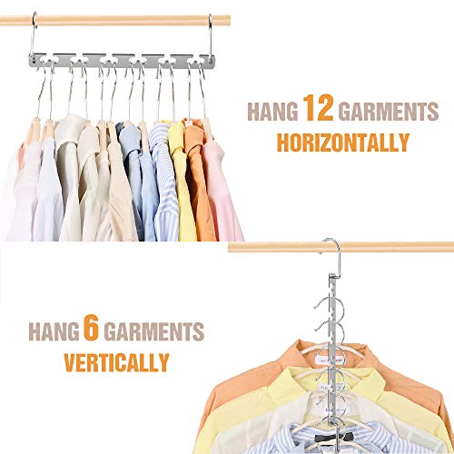 XFKITCHEN Metal Magic Hangers Space Saving Clothes Hangers Closet Space Saver Clothing Hanger Oragnizer for Wardrobe Space,Wrinkle-Free Clothes(Pack of 4)