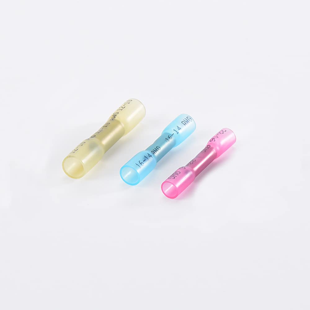50PCS Heat Shrink Butt Connectors, Yellow 12-10 AWG Waterproof Crimp Terminals Wire Splice Connectors, Electrical Connectors, Butt Splice for Marine, Cable, Wiring