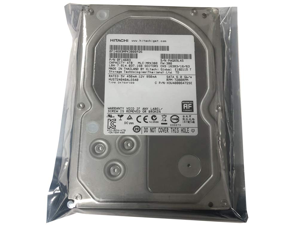 HGST Ultrastar 3.5-Inch 4TB 7200RPM SATA III 6Gbps 64MB Cache Enterprise Hard Drive with 24x7 Duty Cycle (0F14683) (Renewed)