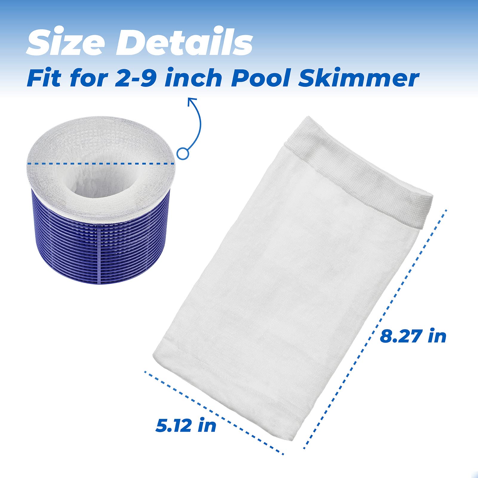 ANTOBLE 20 Pack Pool Skimmer Socks Micro Filter Bag Compatible with Pool Blaster Water Tech Catfish Max CG Aqua Broom Pool Vacuum Cleaner, Inground and Above Ground Pool Accessories