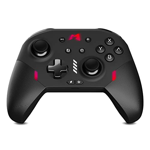 AKNES Switch Pro Controller for Nintendo Switch/Switch Lite/Switch OLED,Wireless Switch Controller with LED Color Light,Macro Programmable Buttons,Turbo,Vibration, Gamepads for PC,Android, IOS - Black