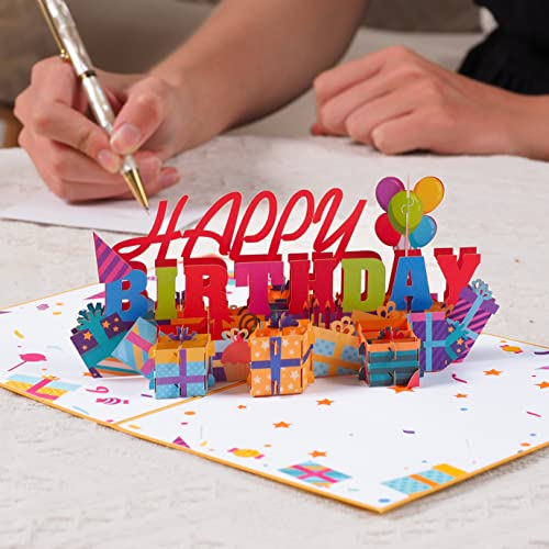 Paper Love Happy Birthday Pop Up Card, For Adults and Kids - 5" x 7" Cover - Includes Envelope and Note Tag