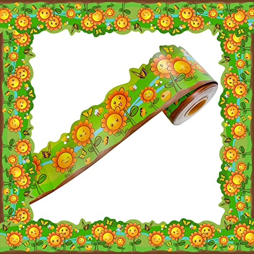 65.6ft Sunflower Bulletin Board Borders Straight Rolled Border Trim Decoration for School Classroom Offices Blackboards Drawing Boards Desks Windows Doors