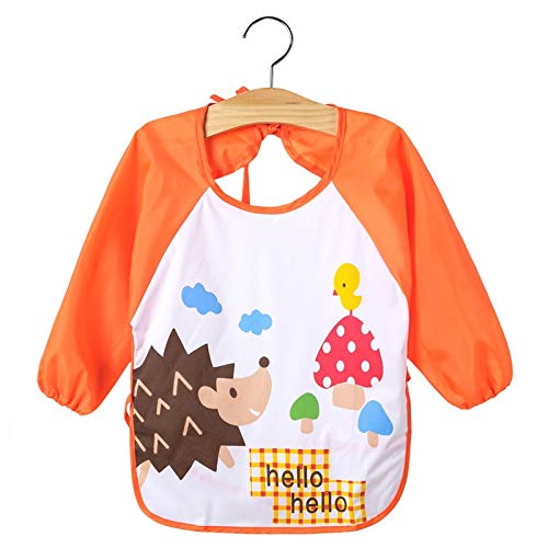 HAIMOBURG Set of 5 Color Long Sleeved Baby Bibs Toddler Waterproof Sleeved Bib 9-36 Months