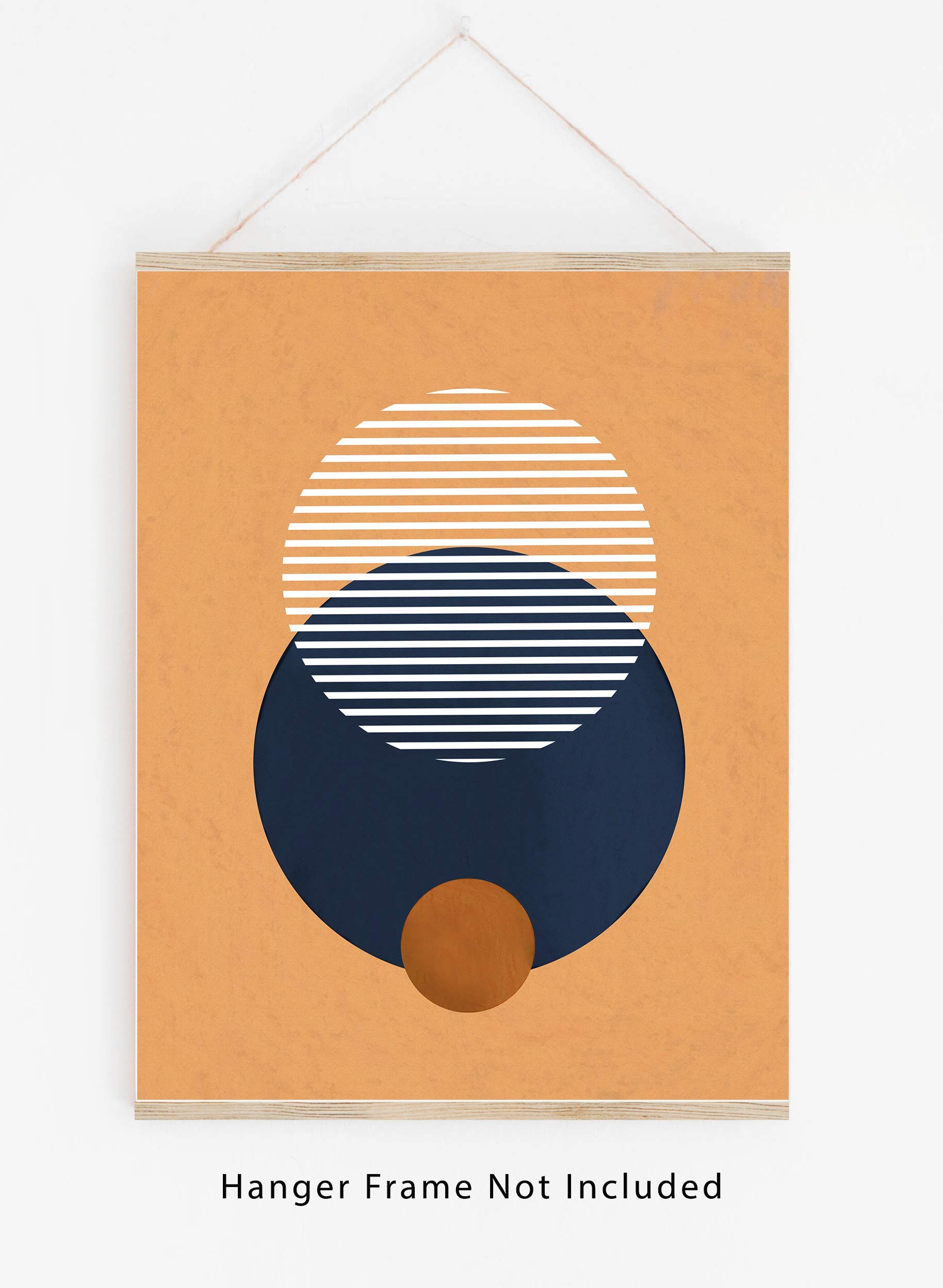 Abstract Blue & Terra 3 Circles Wall Art. 11x14 UNFRAMED Print. Abstract, Minimalist Modern Wall Decor. Shades of Dark Blue, Rust, White.