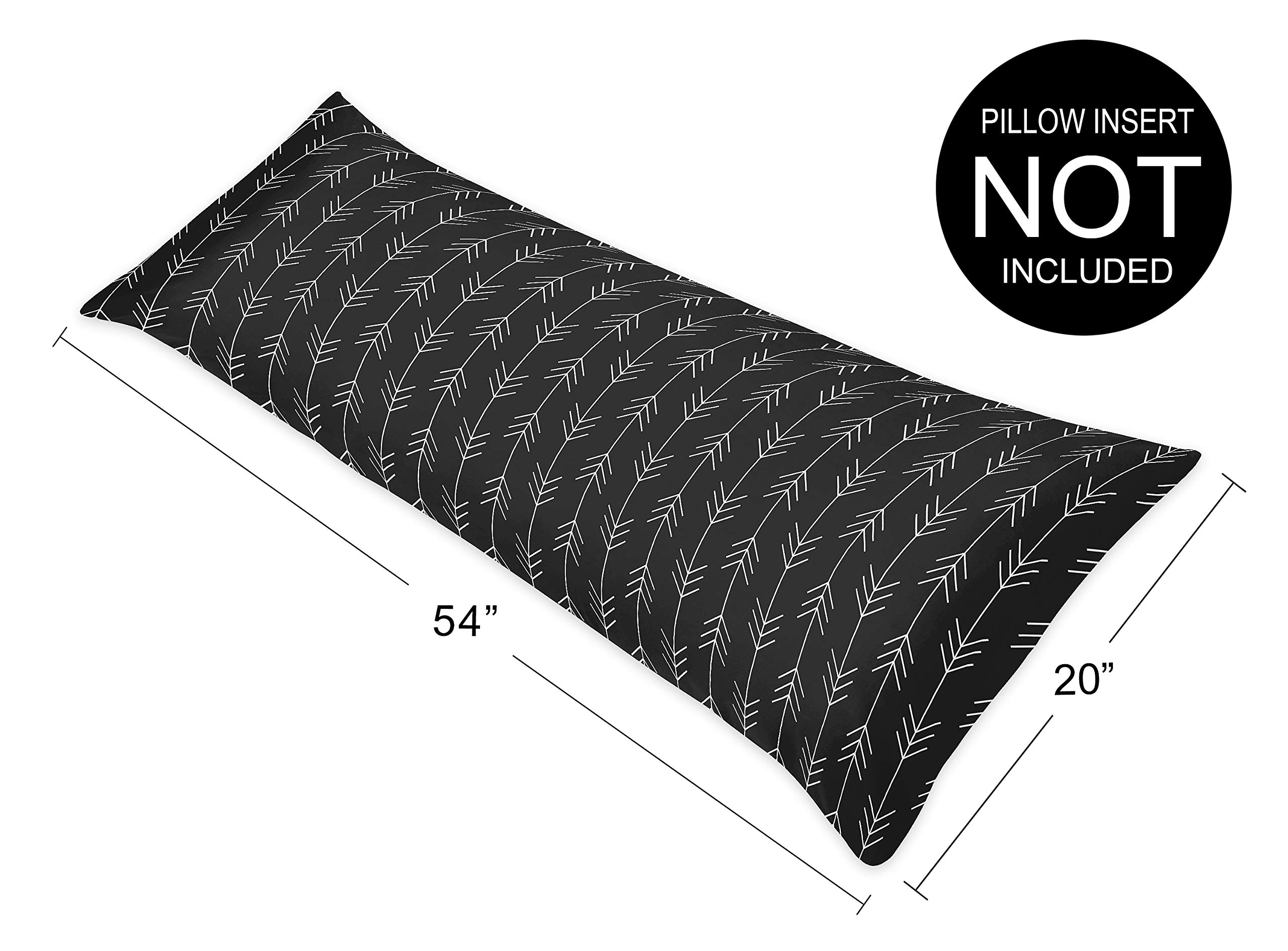 Sweet Jojo Designs Black and White Woodland Arrow Body Pillow Case Cover for Rustic Patch Collection (Pillow Not Included)