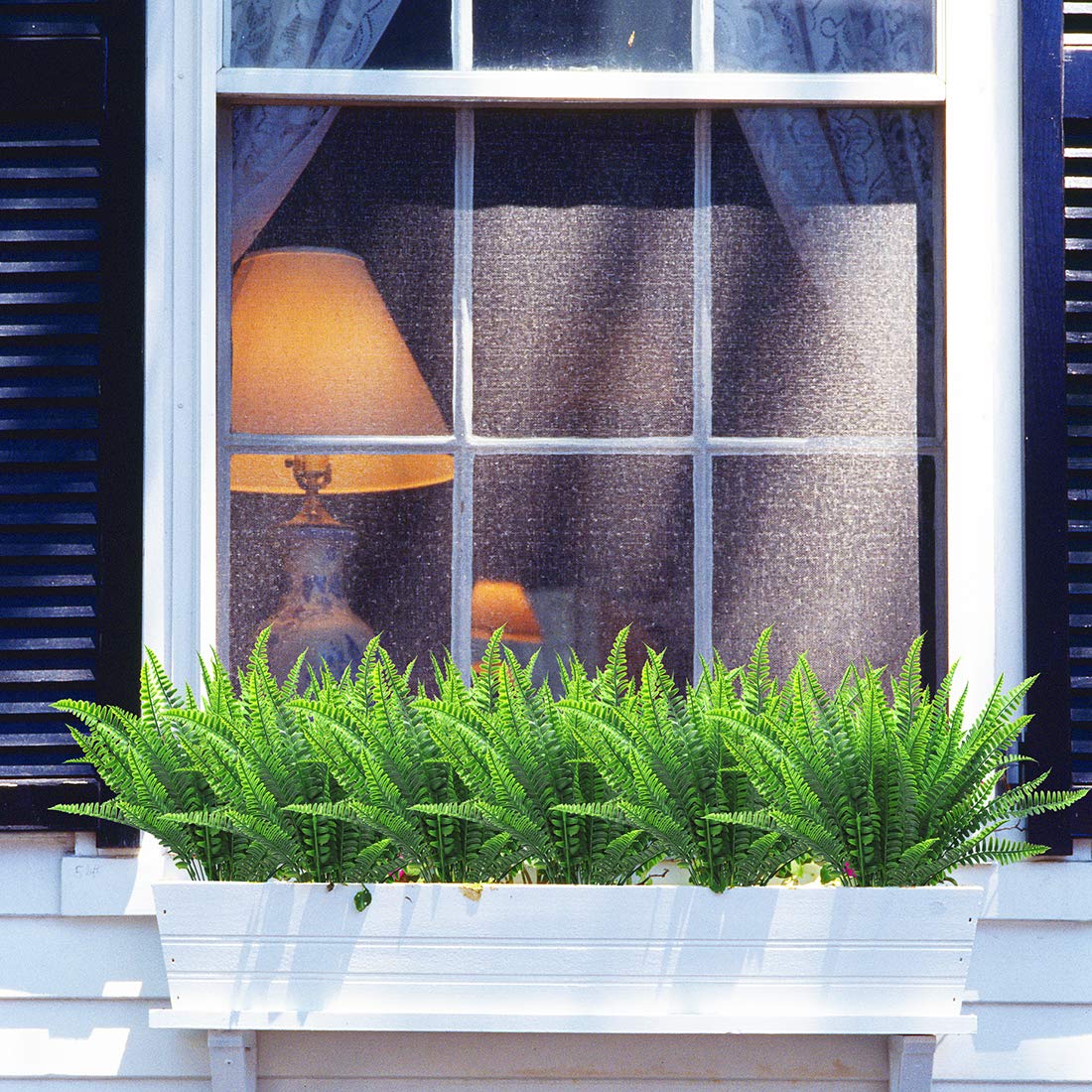 Bird Fiy 4Pcs Artificial Boston Fern Bush Plant Shrubs Greenery Bushes Indoor Outside Home Garden Office Verandah Wedding Decor