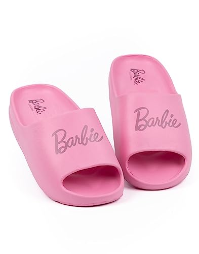 Barbie Girls Sliders Kids Teens Pink Doll Logo Sandals Summer Shoes