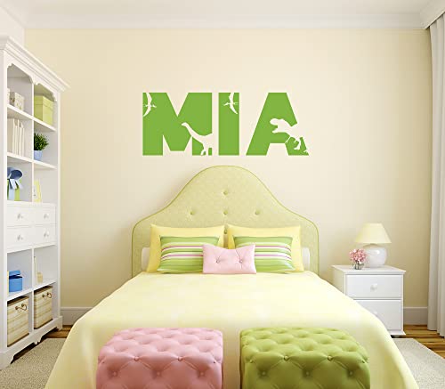 Dinosaur Custom Name Vinyl Wall Decal Sticker Art for Boys and Girls, Dino Theme Bedroom and Nursery Room Decor for Kids