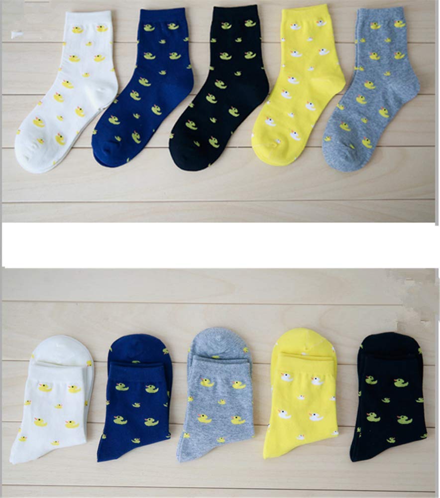5 Pairs Women Crew Socks Casual Cute Cotton Animal Socks Long Ankle Socks Design for Girls X1-ducks907