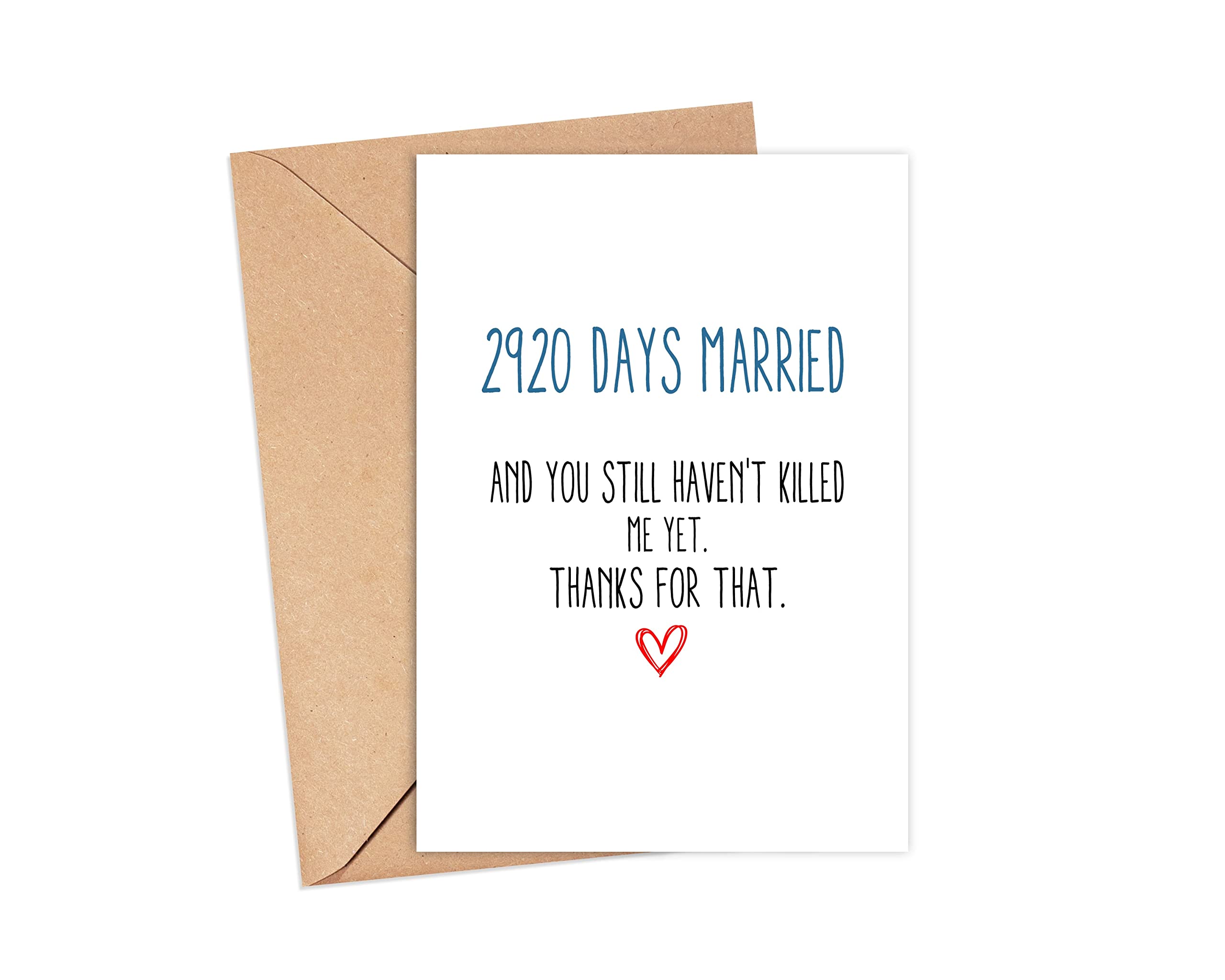 Arezzaa Funny 8th Anniversary Card - 2920 Days Married Card Funny Anniversary Card Husband Wife Him Her 8 Years Card Funny Wedding Anniversary Card 5x7''