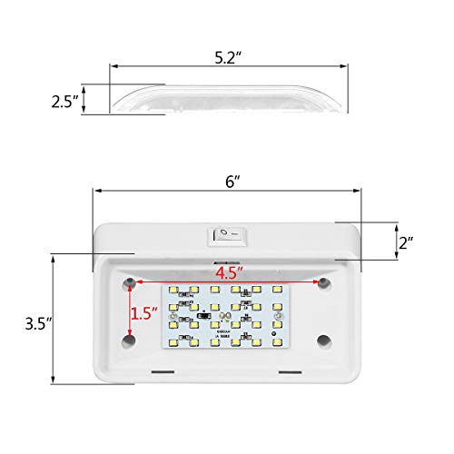 Partsam Rectangle LED RV Porch Light with On/Off Switch, RV Exterior Utility Light Lighting Fixture Cover Replacement for RVs Motorhome Campers, 12V, 5th Wheels, Clear and Amber Lenses Removable