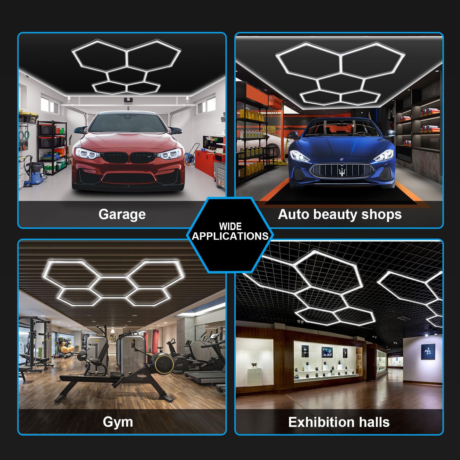 MODERN Hexagon Garage Lights,25 Pack 216W 25920LM High Brightness Hexagon Garage LED Lights for Garage, Shopping Mall, Workshop and Car Detailing Shop etc. … … …