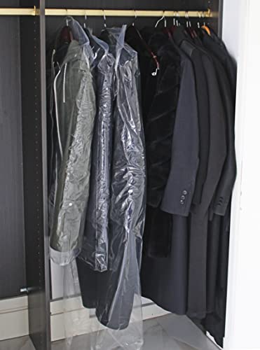 Party Bargains 40 Inch Garment Bags - [50 Count] 80 Gauge Dry Cleaning Laundrette Bag for Suits, Dresses, Gowns, Coats, Uniforms, & More - Clear Polyethylene Clothes Cover Protector
