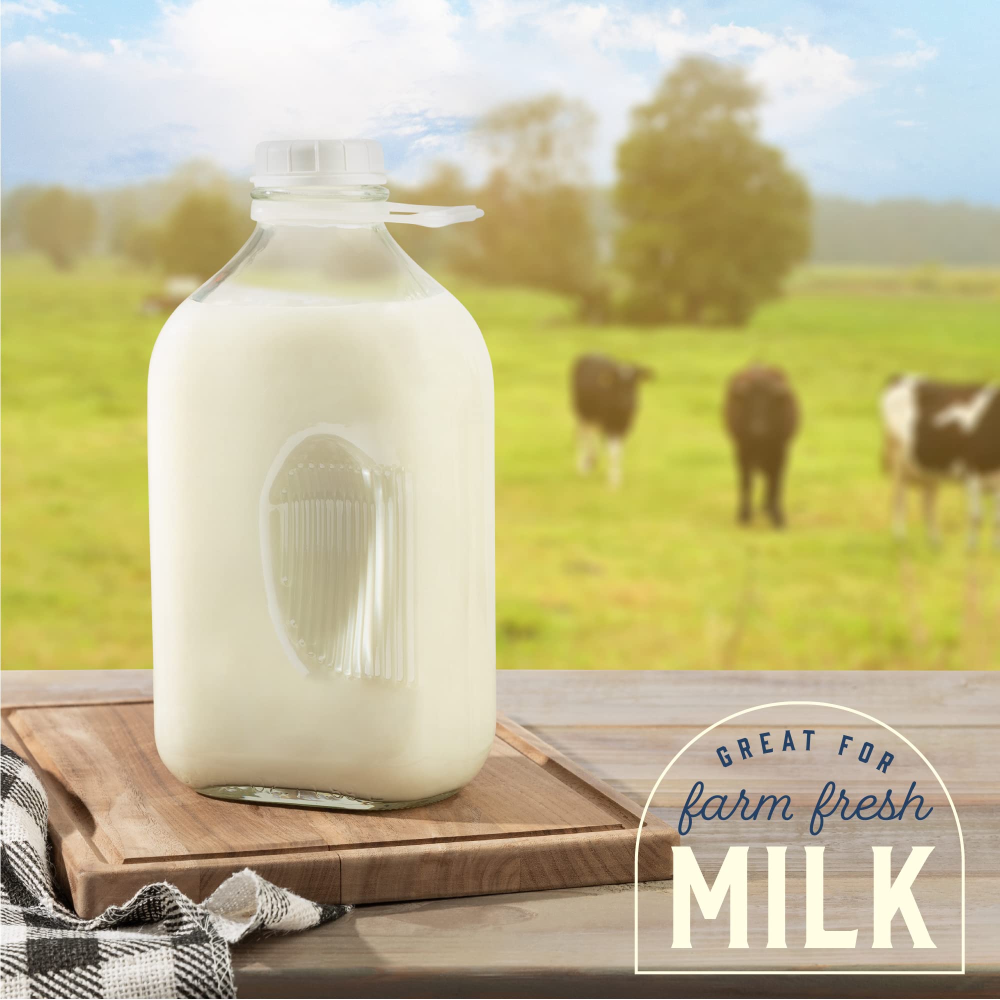 Replacement Caps for kitchentoolz Milk Bottles 48MM - Milk Jug Snap-on Tight Fit, No-Drip Tamper Proof Snap Cap Lids for Glass Milk Jars - Pack of 6