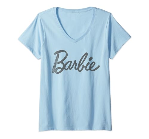 Barbie Logo Distress V-Neck T-Shirt