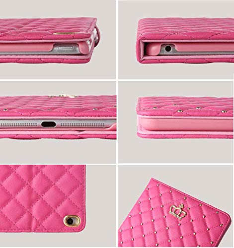 Topwin Crown Design Case for iPad 9.7 2018 2017/ iPad Air 2 / iPad Air, Diamond Cute Elegant PU Leather Smart Auto Sleep/Wake Stand Shockproof Case for Apple iPad 5th/6th (White