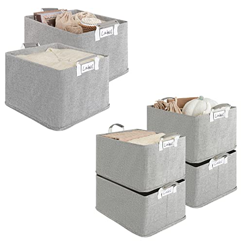 LoforHoney Home Bundle- Storage Bins with Metal Frames Light Gray Jumbo 2-Pack & 4-Pack