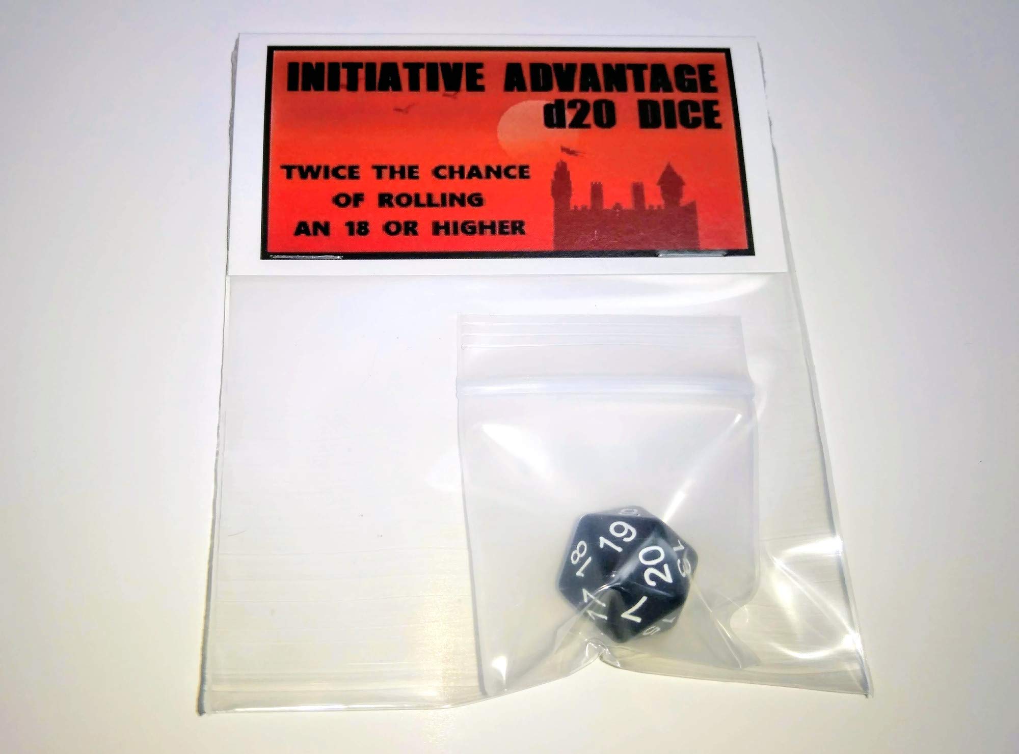 Black with White Numbers d20 Initiative Advantage Die for Role-Playing Games. 20 Sided RPG Dice