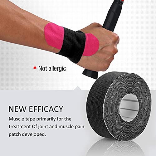 Akozon Muscle Adhesive Tape, 1Roll Cotton Elastic Strain Injury Sports Sticker Bandage (Black)