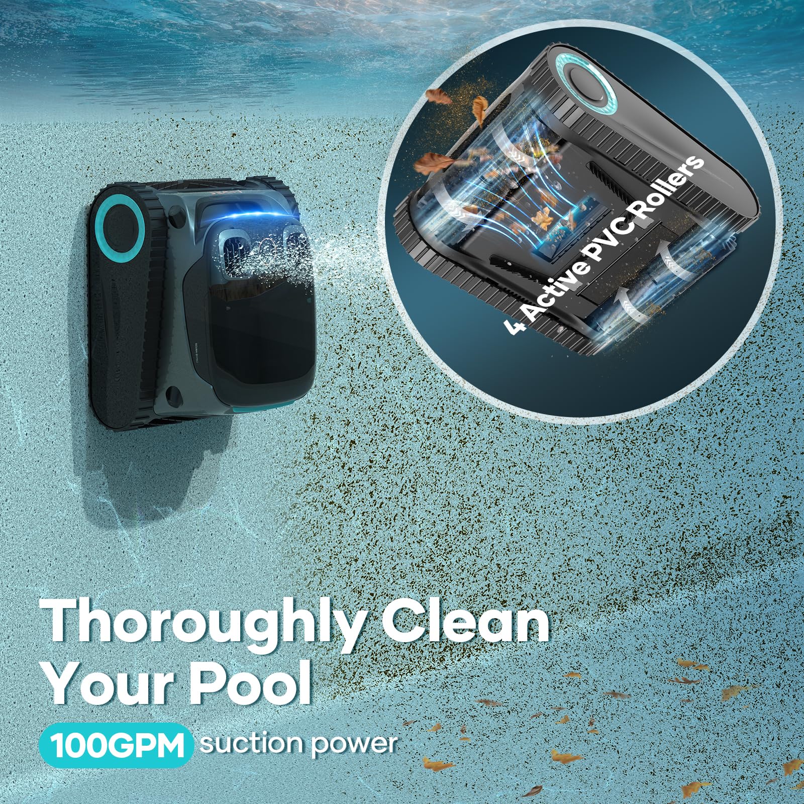AIPER Scuba S1 Pro Cordless Robotic Pool Cleaner, Automatic Pool Vacuum with Horizontal Waterline Cleaning, Smart Navigation, 180-Min Battery Life, Ideal for In-Ground Pools up to 2,150 Sq.ft, Blue