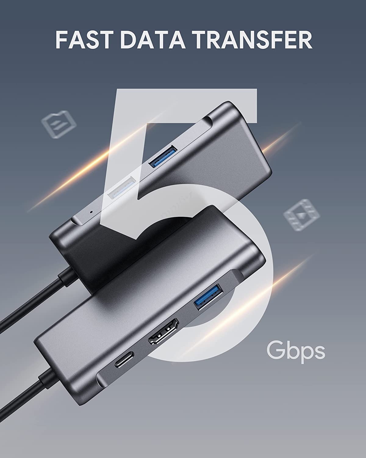 6 in 1 USB C Hub, Type C Hub Adapter with 4K HDMI and Gigabit RJ45 Ethernet Port for MacBook Pro/Air HP Dell Laptops