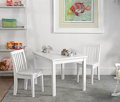 International Concepts 3 Piece Children's Table and Chairs, Linen White