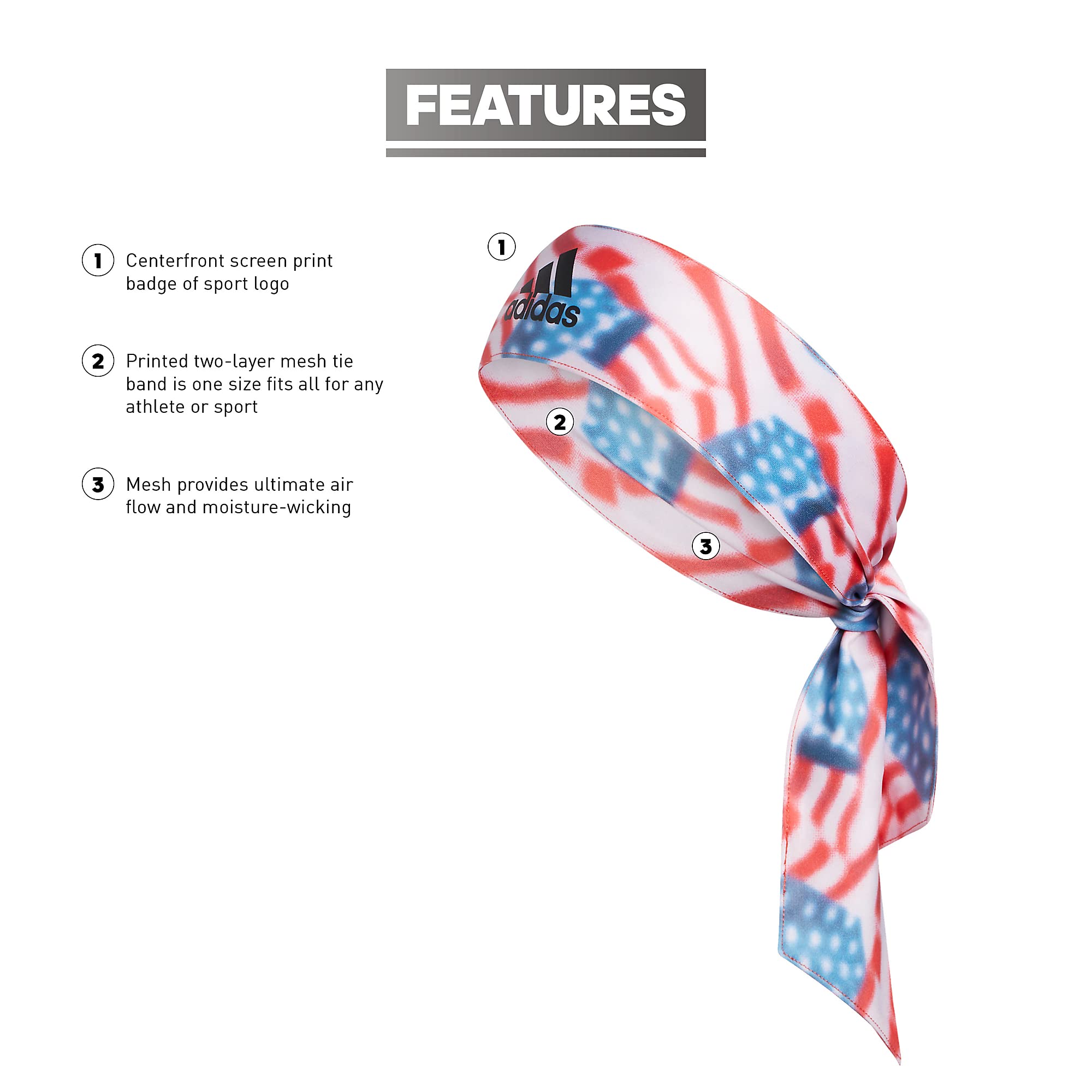 adidas Alphaskin Tie Headband, Clear Mint/White, One Size