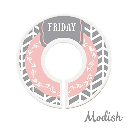 Modish Labels, Weekly Clothes Organizer, Days of the Week Closet Organizer System, Daily Closet Organizer, Closet Dividers, School Clothes Dividers (Pink Arrows)