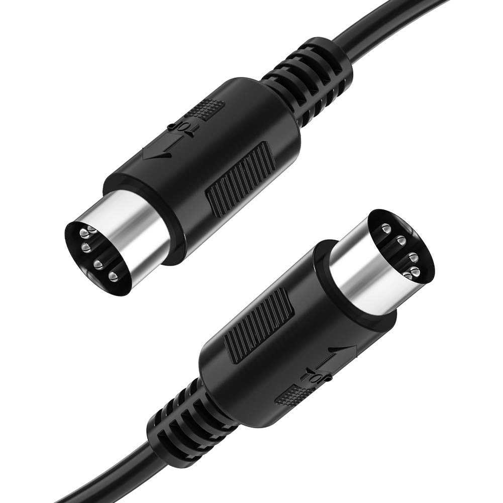 5 Din Midi Cable, Ancable 3-Feet 5 Pin Din Male to Male Plug Midi Cables with Molded Connector Housing Compatible with Piano Keyboard