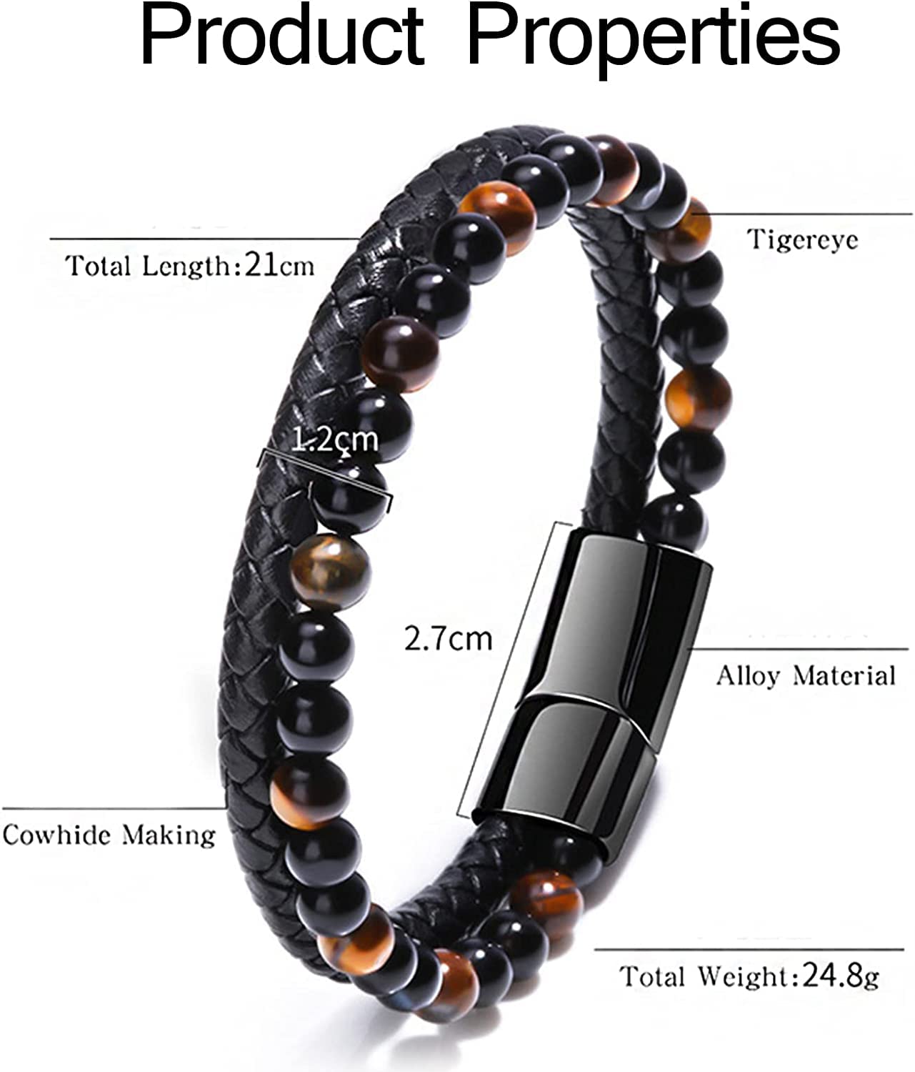 4PCS Humanic+ Pro MAXHematie Beaded Bracelets, Humanic+ MAXHematie Beaded Bracelets, Humanic+ Beaded Bangles Tiger Eye Gemstone Lava Rock Bracelet