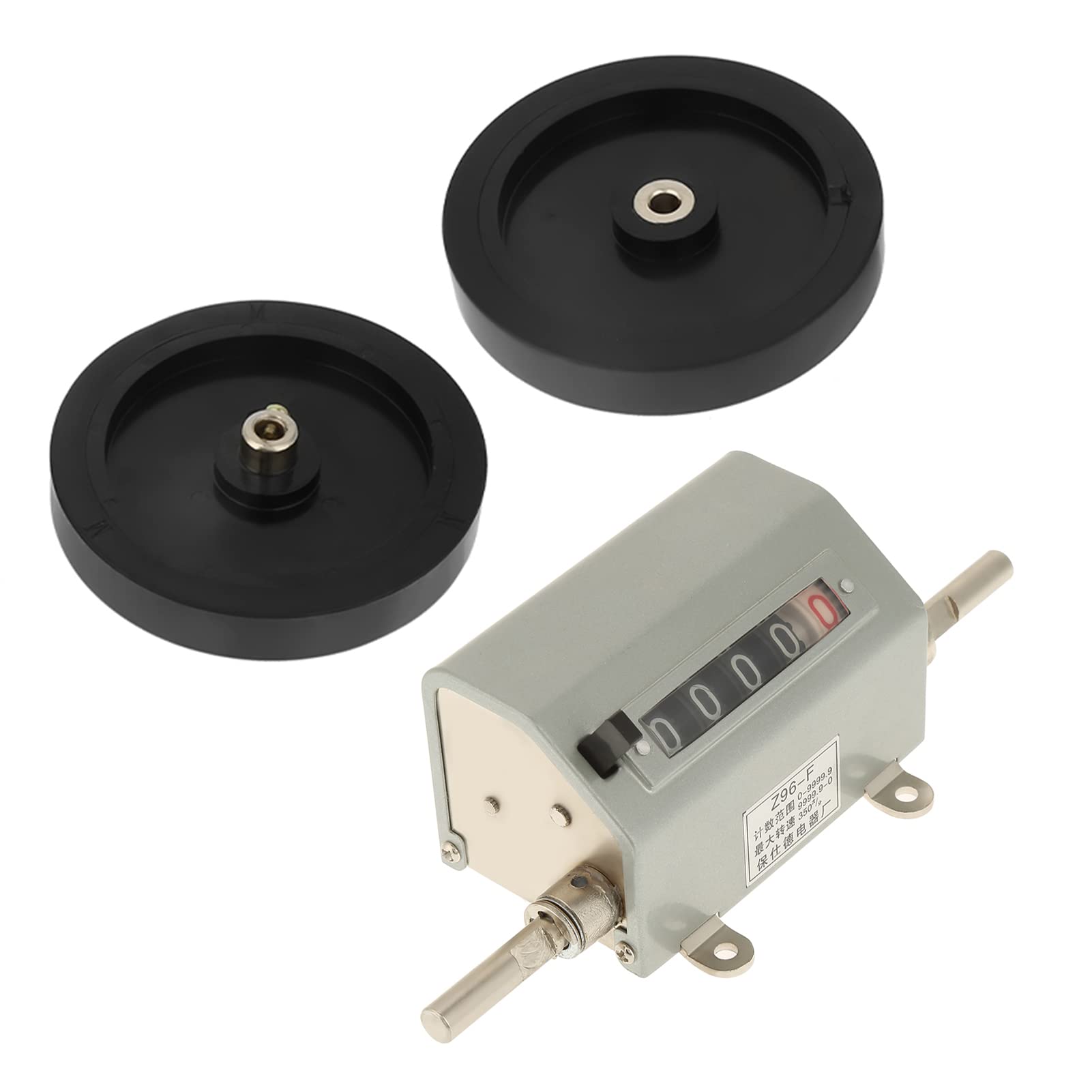 Length Counter, 1 Pack 5 Digits 0-9999.9 Mechanical Length Counter Max Speed 350RPM Grey Reset with Rolling Wheel for Record of Weaving, Plastic Film, Leather, etc