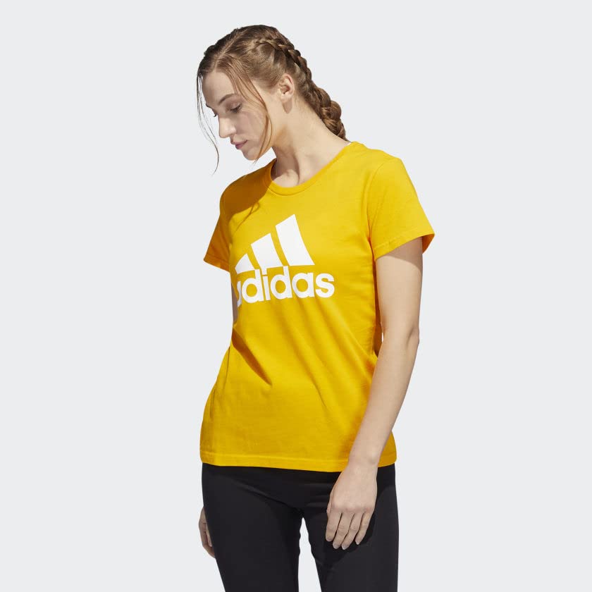 adidas Amplifier Short Sleeve Badge of Sport Tee Women's, Yellow, Size S