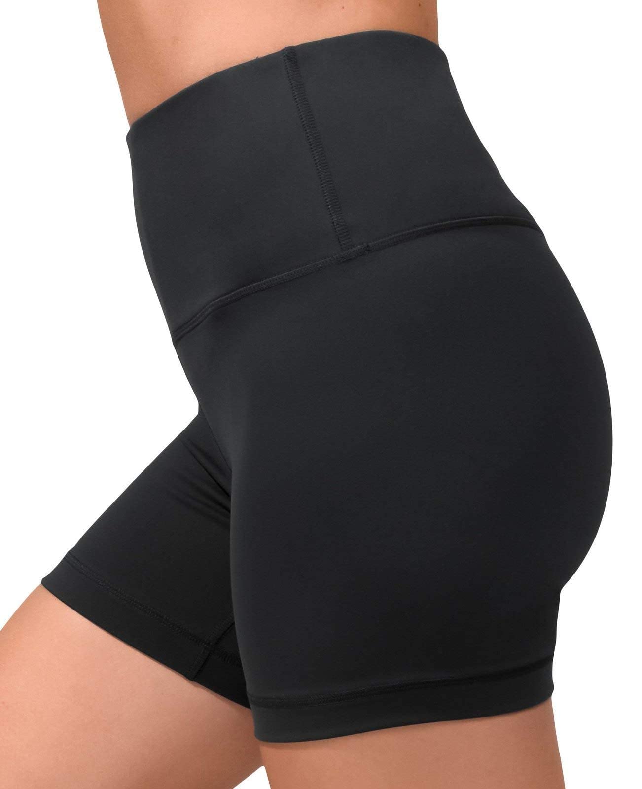 90 Degree By Reflex High Waist Power Flex Yoga Shorts - Tummy Control Biker Shorts for Women - Black 2 Pack - Small