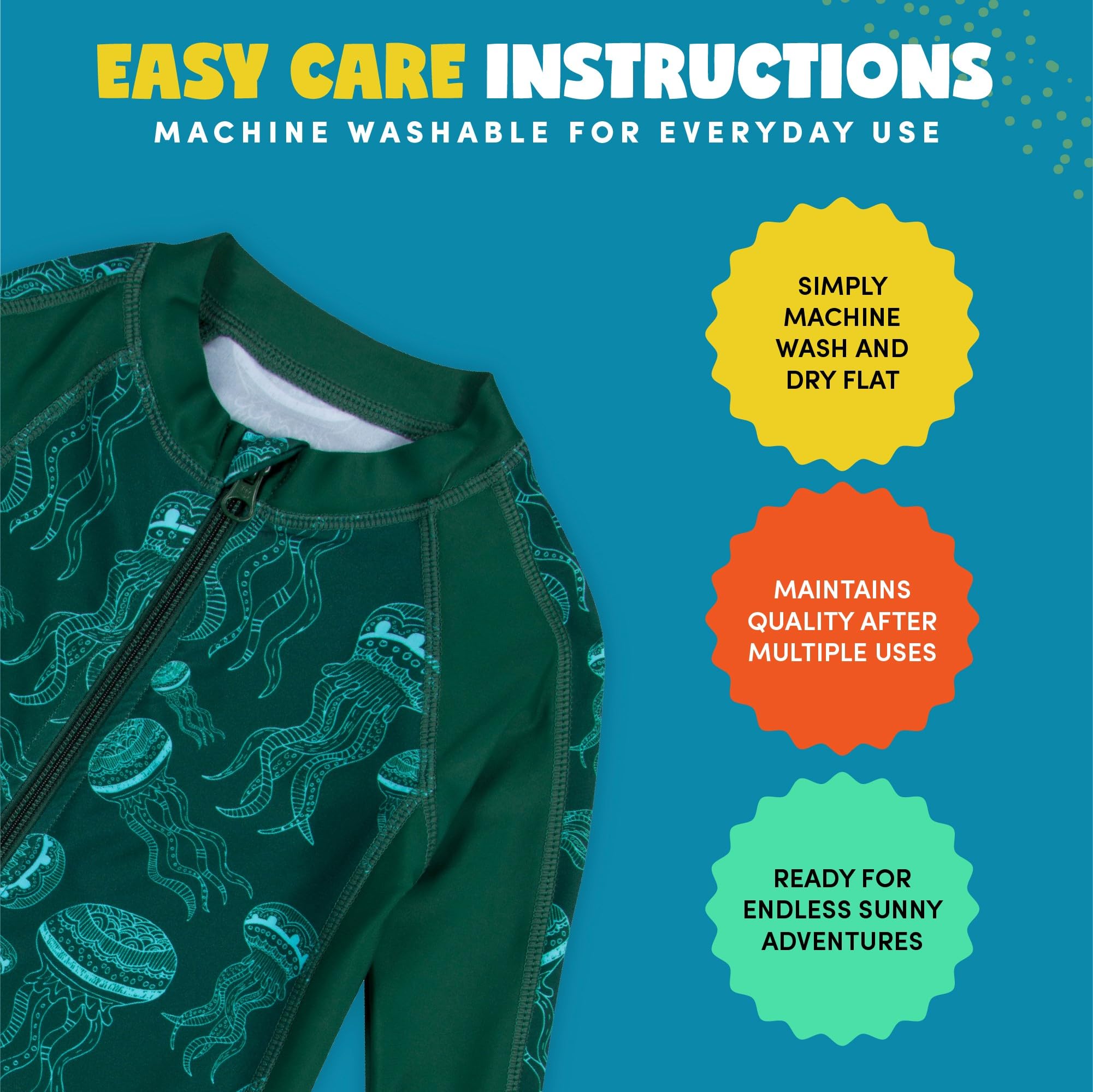 SwimZip Boys' Long-Sleeve UPF 50+ Swimsuit for Baby, Toddler, & Little Boys