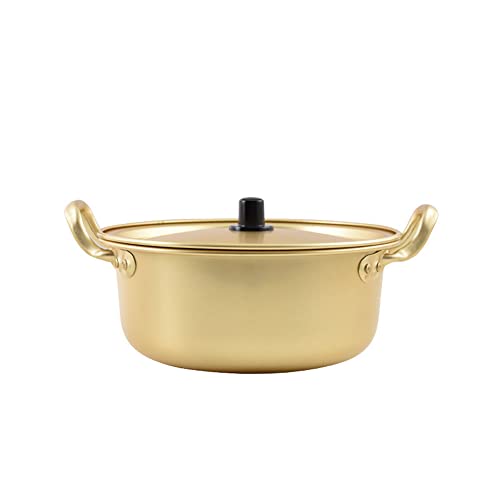 Alunsito Ramen Noodles Pot, Korean Noodle Ramen Pot, Aluminum Pot, Yellow Aluminum Stockpot, Instant Noodles Pot (20cm / 7.87in Pot)