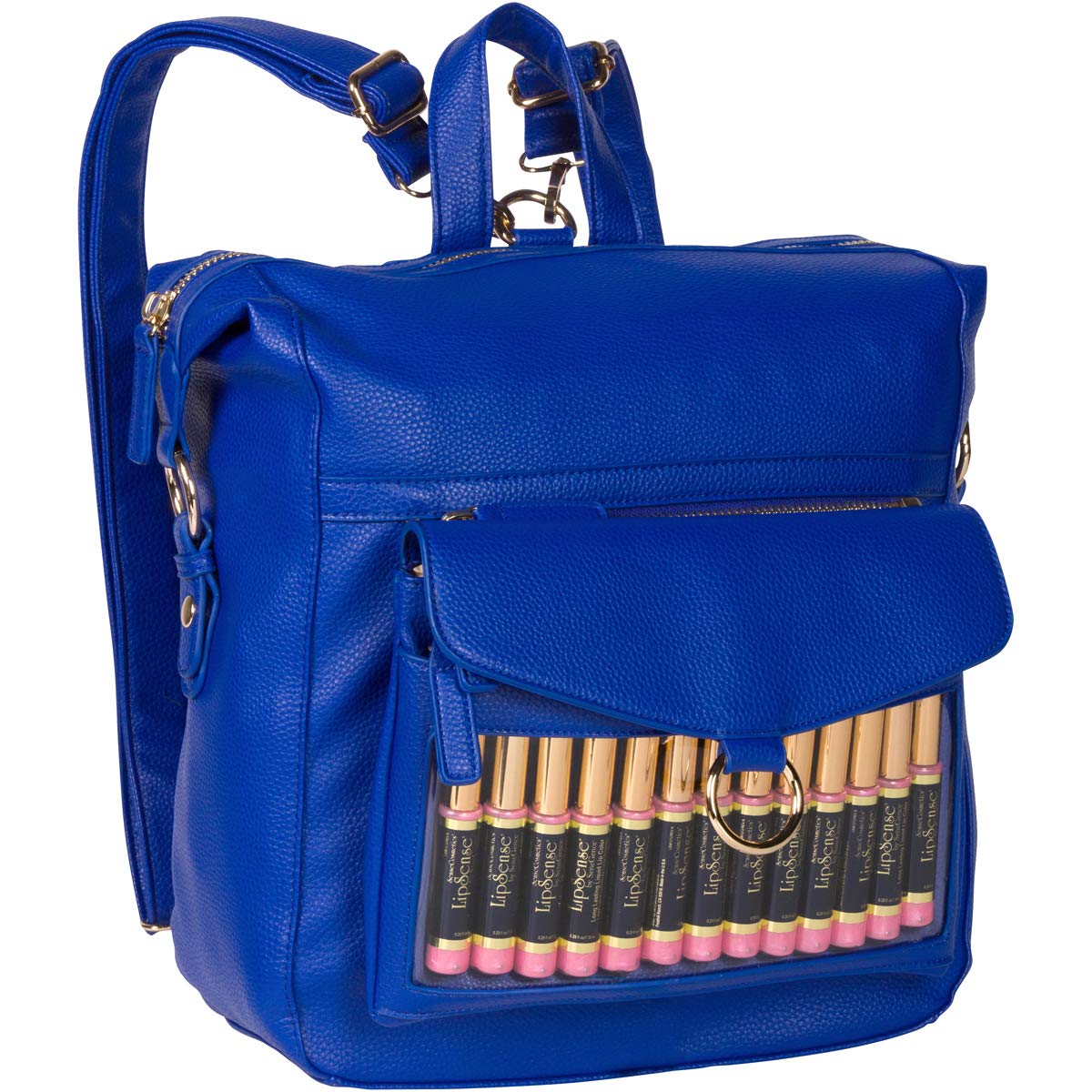 5 In 1 Backpack WOW Display Bag Tote With Detachable Crossbody Bag (Royal Blue - Gold Hardware)