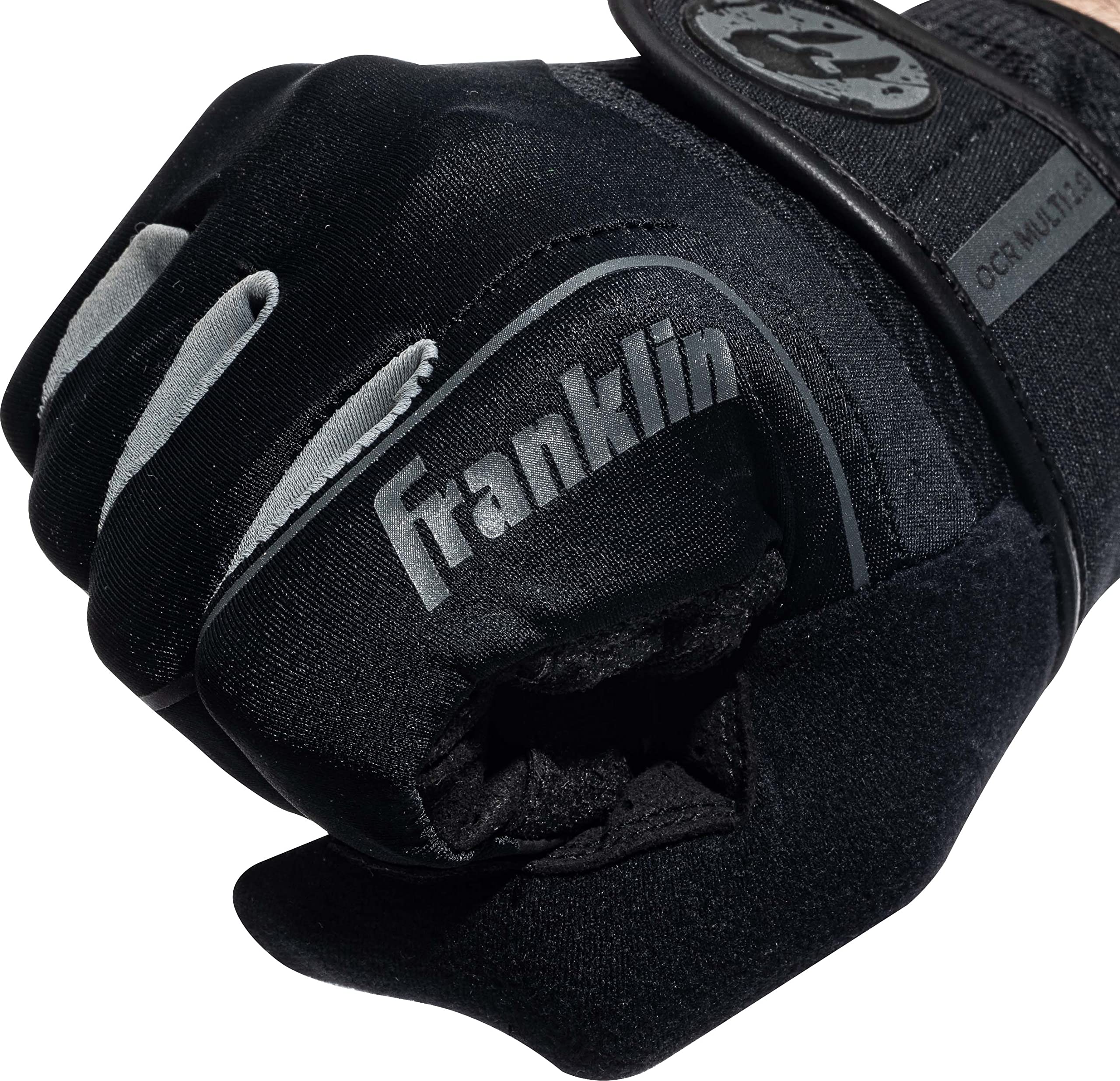 Franklin Sports Spartan Race Gloves - Mens + Womens OCR Obstacle Course Gloves - Pair - Black/Grey - Multi Sport Gloves Large