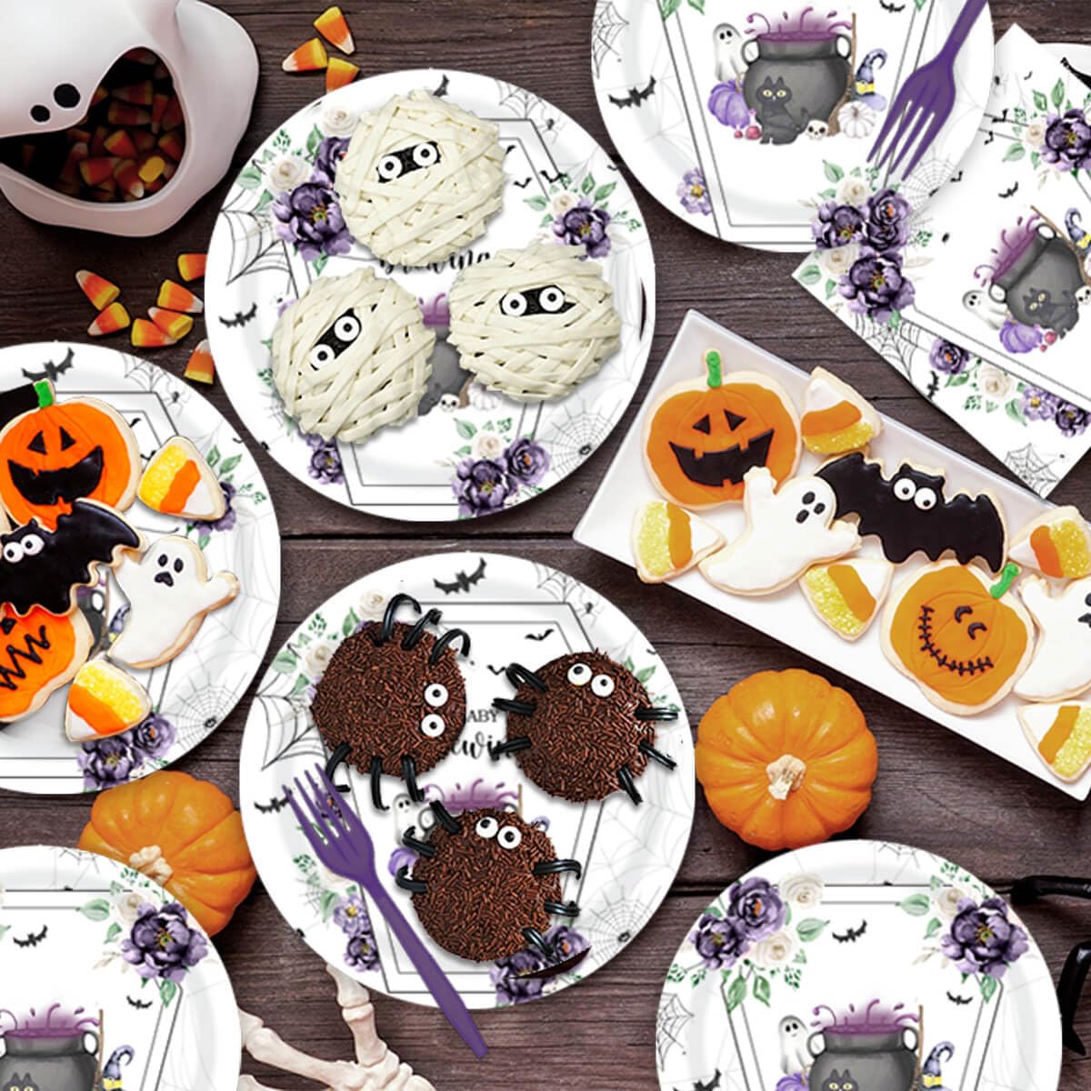 96PCS Halloween Baby Shower Party Supplies A baby is brewing Gender Neutral Plates and Napkins Vampire Bat Baby Sprinkle Tableware Set Serves 24 Guests