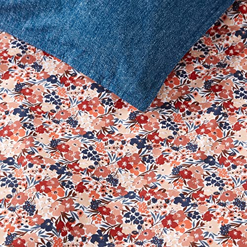 Wrangler- Queen Duvet Cover Set, Reversible Cotton Bedding Set with Matching Sham(s), Casual Home Décor (Prairie Floral Red, Queen)