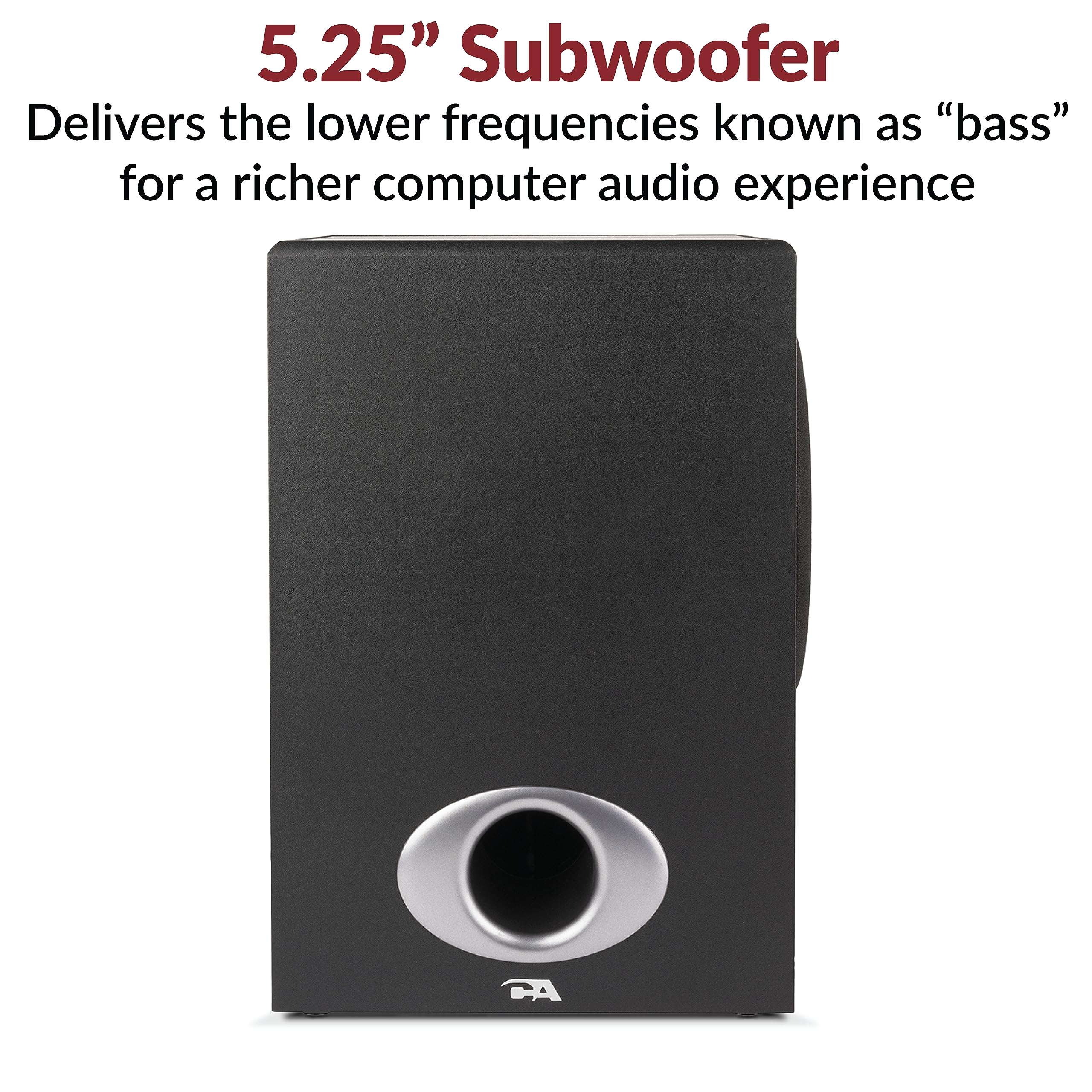 Cyber Acoustics CA-3810 2.1 Multimedia Speaker System with Subwoofer, 80 Watts Peak Power, Strong Bass, Perfect for Music, Movies, and Games