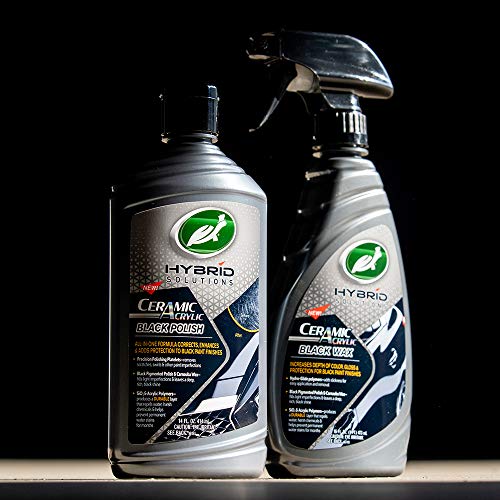 Turtle Wax 53448 Hybrid Solutions Ceramic Acrylic Black Polish and Wax Formulated for Black Car Paint, Removes Surface Scratches and Swirl Marks, Provides Water Repellency, Protection and Shine, 14 oz