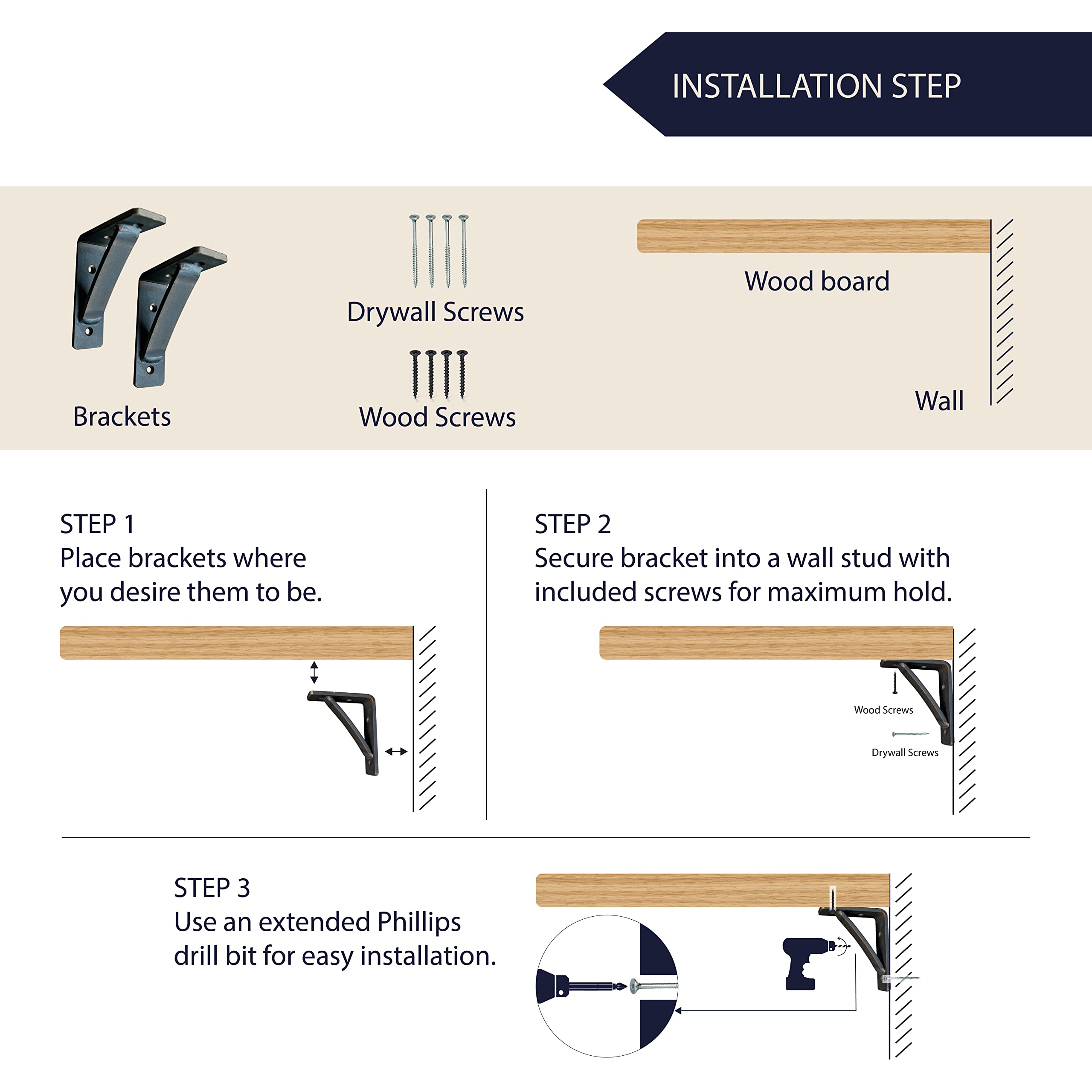 RRD Steel Mantel Brackets Heavy Duty (2 Pack) - Fireplace Mantel Brackets - Countertop Support Bracket - Hand Welded Steel Brackets - Mantel Bracket Rustic Farmhouse Decor (7"x12" Natural Steel Color)