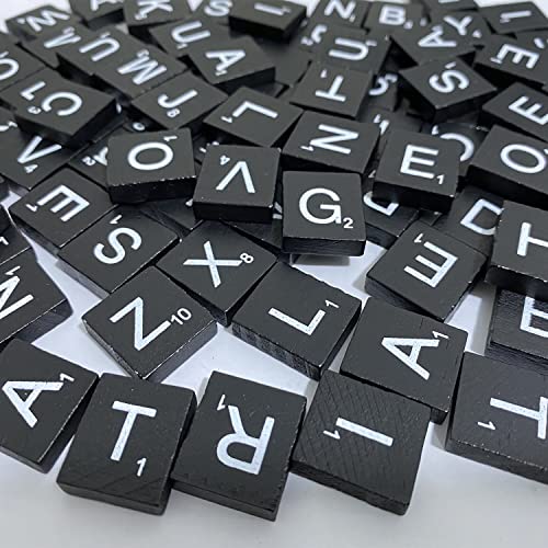 600PCS Black Wooden Scrabble Tiles, Scrabble Letters for Crafts, Making Alphabet Coasters and Scrabble Crossword Game.