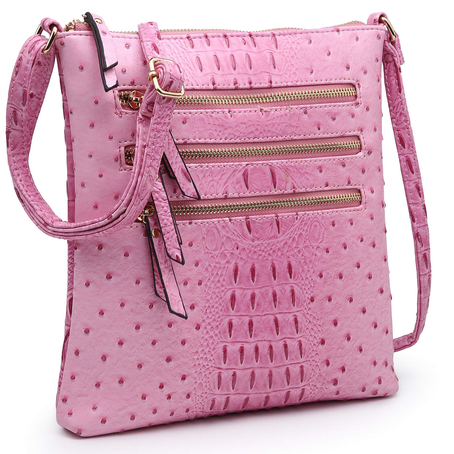 Dasein Crossbody Purse for Women Vegan Leather Shoulder Handbags Messenger Bags with Multi Zipper Pockets