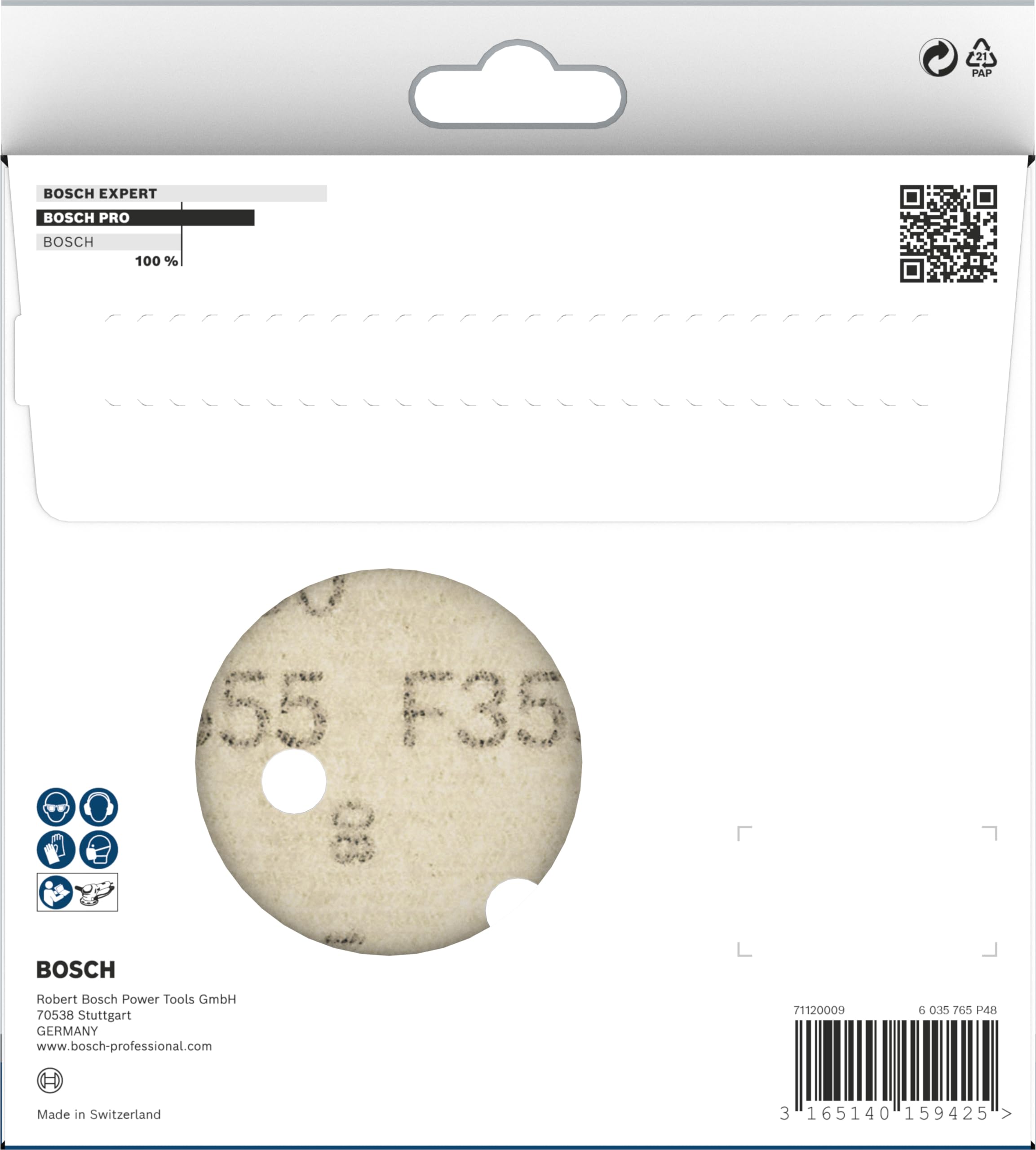 Bosch 2608605124 F355 Sanding Discs for Stone, Velcro Type, 6 Hole, 150mm, P80 Grit, Black, Pack of 5