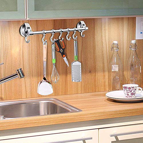 iRomic Suction Cup Hook Hanger Holder Rack Rail Towel Bar Organizer(2PCS) for Bathroom Shower Wreath, Loofah,Robe,Towel,Coat,Cloth,Kitchen Utensils,Wall Mounted on Glass Door,Window,Tile Wall
