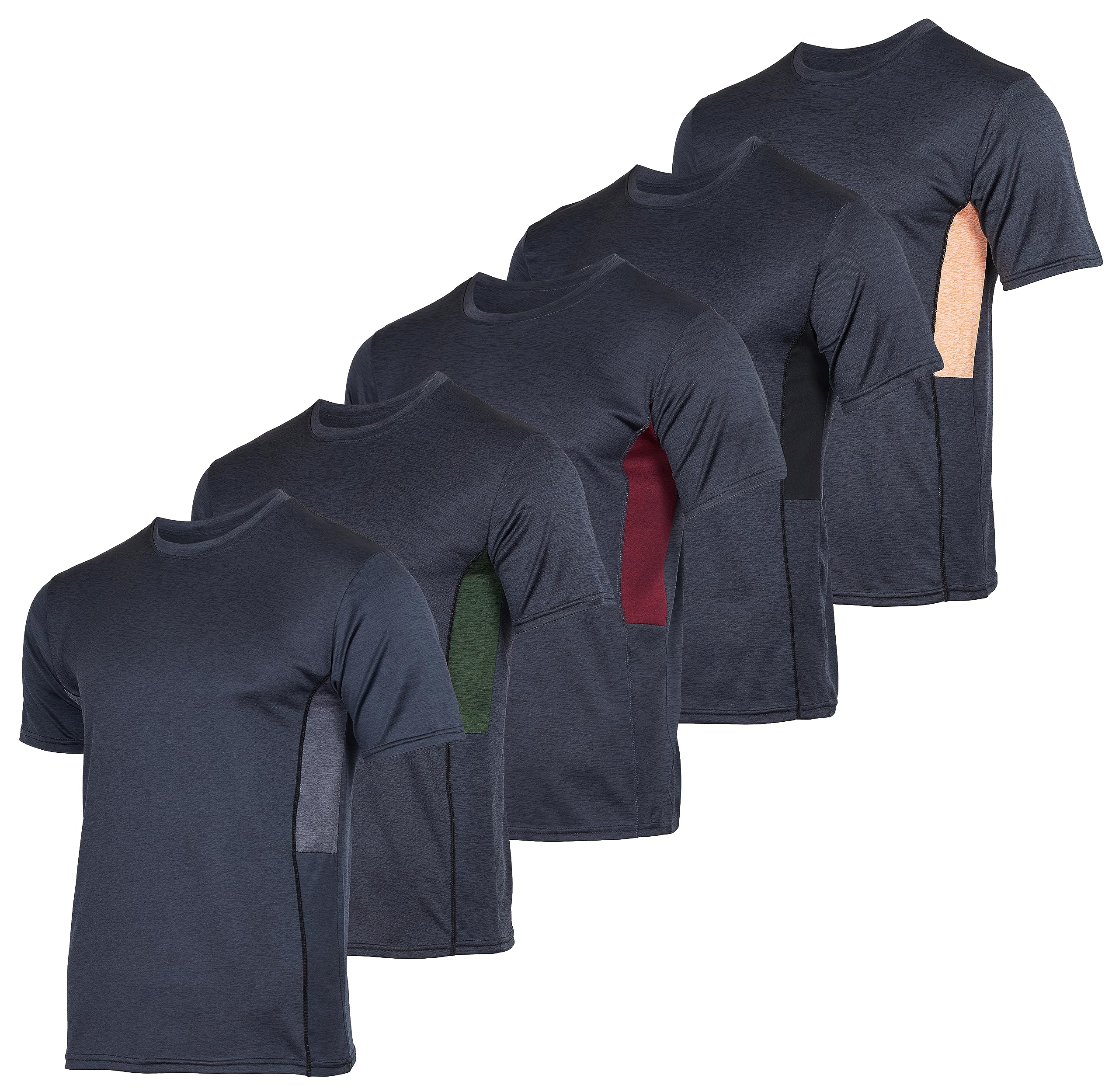 5 Pack Men’s Active Quick Dri Dry Fit Crew Neck T Shirts Athletic Running Gym Workout Short Sleeve Tee Tops Camisas para Hombres Summer